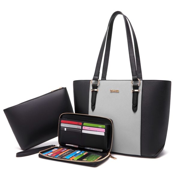 Qiyuer | Bags | 3piece Work Purse Set Top Handle Satchel Tote With ...